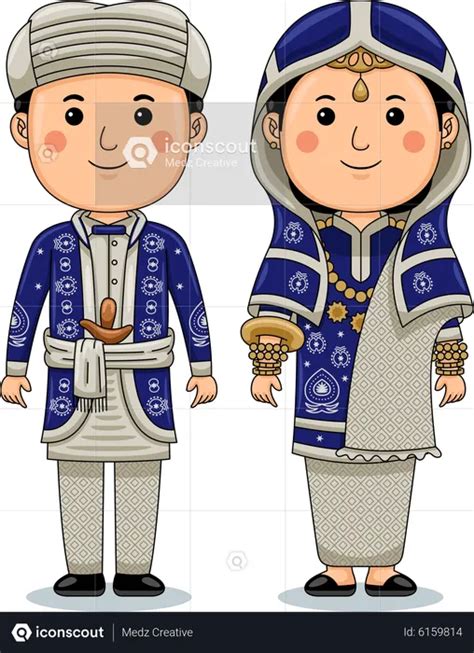 Couple Wear Batabue Illustration Free Download Illustrations Iconscout