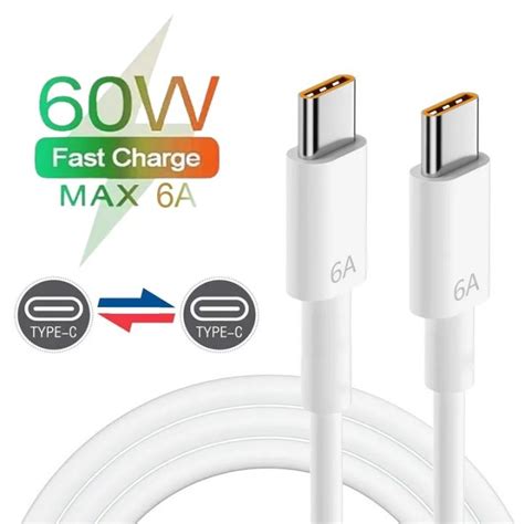 Universal Dual Type C Pd60w Charger Data Line For Samsung Xiaomi Android Phones Tablet Laptop