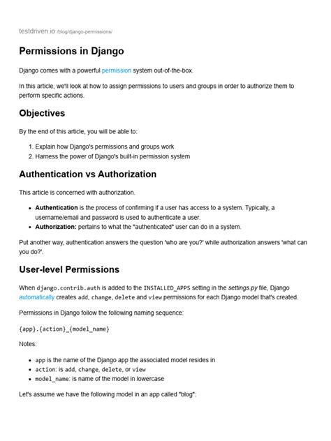 Permissions In Django Pdf User Computing Computer Science