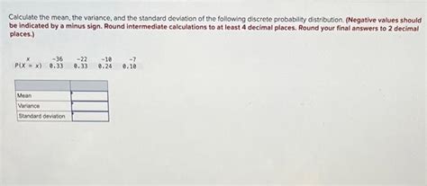 Solved Calculate The Mean The Variance And The Standard Chegg Com