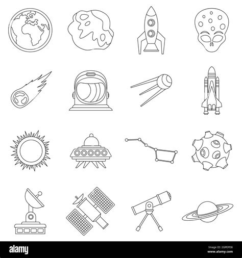 Space Icons Set Outline Style Stock Vector Image And Art Alamy