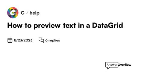 How To Preview Text In A Datagrid C