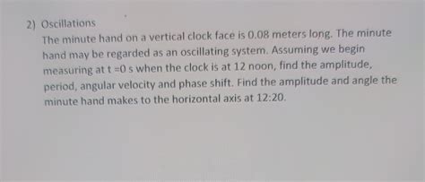 Solved 2 Oscillations The Minute Hand On A Vertical Clock Chegg Com