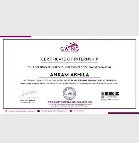 Ankam Akhila On Linkedin Hello Everyone I Have Completed My Internship From Gwing Software