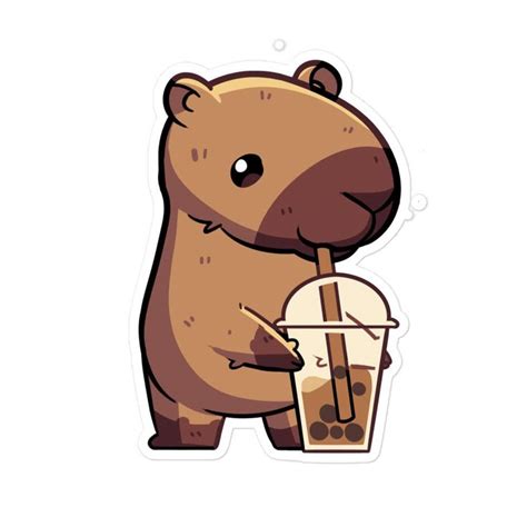 Milk Tea Capybara Decal Waterproof Capybara Sticker Boba Etsy