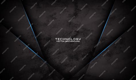 Premium Vector 3d Black Grunge Technology Abstract Background Overlap Layer On Dark With Blue