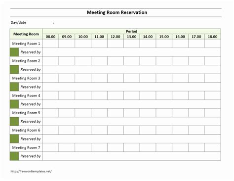 Conference Room Scheduling Template Shooters Journal