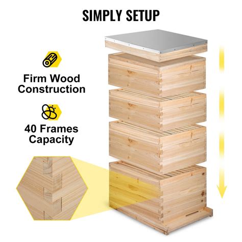 Vevor Langstroth Bee Hive 4 Layer Langstroth Box 20 Frame Beehive