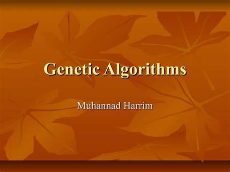 Genetic Algorithm Ppt Odp