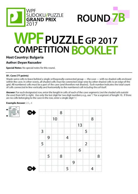 PDF WPF PUZZLE COMPETITION BOOKLET WPF PUZZLE GP B Tents Points Place Tents