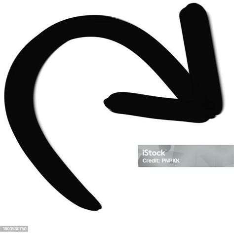 웹 사이트 디자인 로고 앱 작업에 대한 검은 색 화살표 아이콘입니다 검은색 화살표는 방향 기호를 나타냅니다 구부러진 화살표 기호입니다 3d 스타일 3차원 형태에 대한 스톡