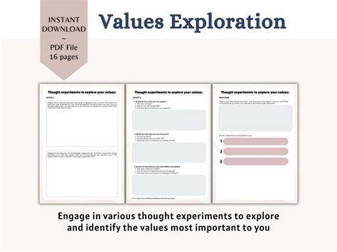 Personal Values Exploration Worksheets Core Values List Core Values And