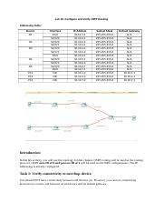 Lab 10 Configure OSPF Routing Docx Lab 10 Configure And Verify OSPF Routing Addressing