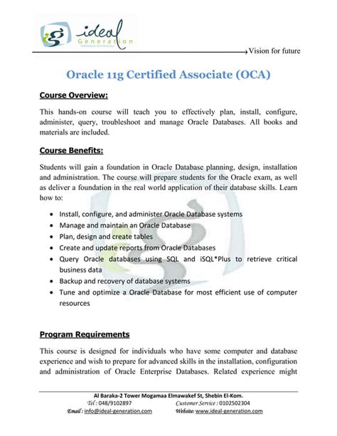 Oracle 11g Certified Associate Oca Pdf