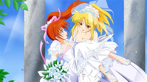 배경 화면 삽화 멀리보고 긴 머리 애니메이션 소녀들 파란 눈 갈색 머리의 열린 입 드레스 웃고있는 빨간 눈 머리 장식 페이트 테스 타로 사 마호