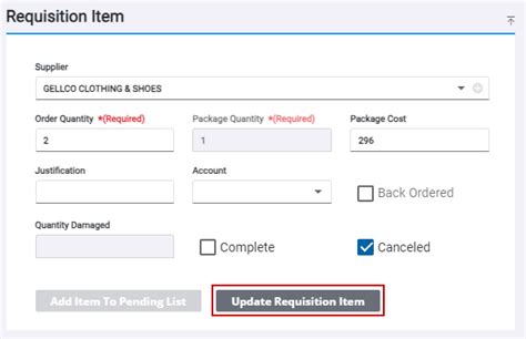 Modify A Requisition Transaction