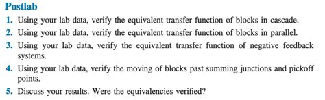 Solved Postlab 1 Using Your Lab Data Verify The Equivalent