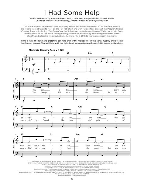 I Had Some Help Feat Morgan Wallen By Post Malone Sheet Music For