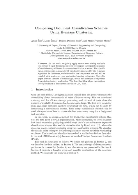 Pdf Comparing Document Classification Schemes Using K Means Clustering