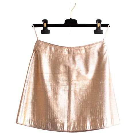 Gianni Versace Vintage Fw1994 Embossed Leather Rose Gold Metallic Mini