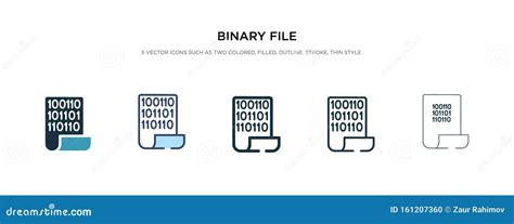Binary File Icon In Different Style Vector Illustration Two Colored And Black Binary File