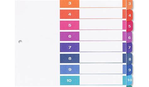 12 Tab Divider Template Avery Ready Index Customizable Table Of