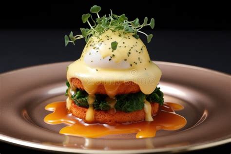 Eggs Benedict Garnished With Chives And Paprika Stock Image Image Of Generated Paprika 285627933