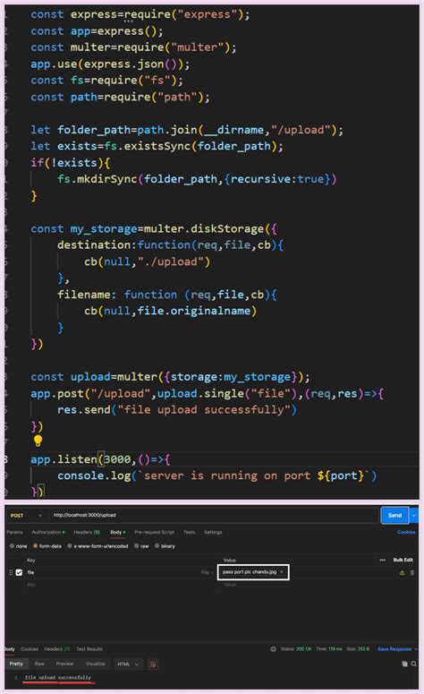 Nodejs Express Multer Backenddevelopment Fileupload