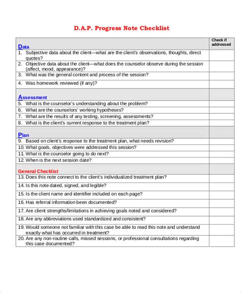 free 6 sample dap note templates in pdf ms word