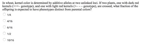 Solved In Wheat Kernel Color Is Determined By Additive Chegg Com