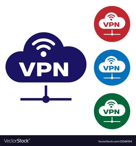 Blue Vpn Network Cloud Connection Icon Isolated Vector Image
