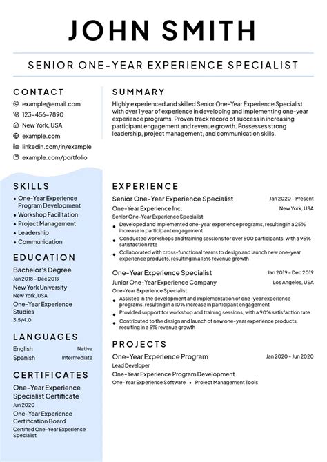 29 One Year Experience Resume Examples And Guide For 2025