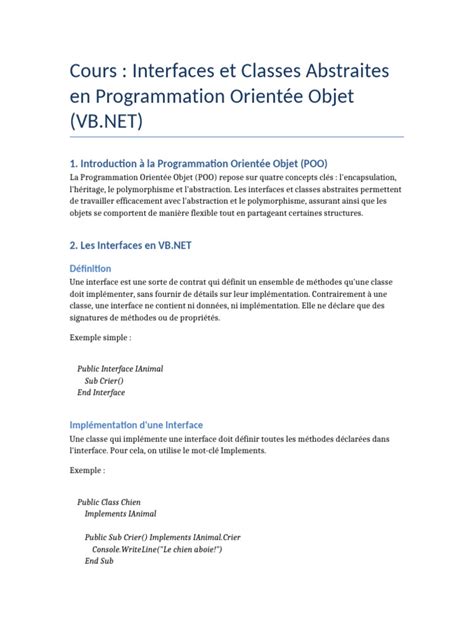 Interfacesclassesabstraitesvbnet Pdf Interfacesclassesabstraitesvbnet Pdf