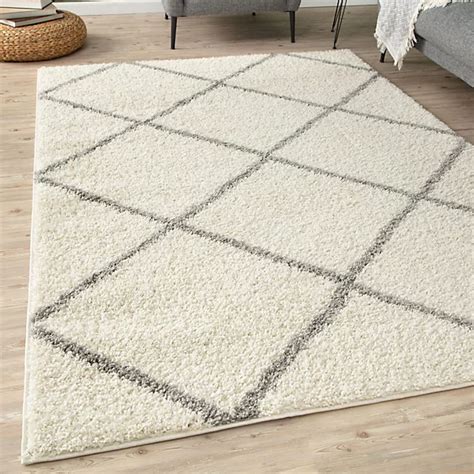 Myshaggy Collection Rugs Diamond Design In Ivory 383 Ig