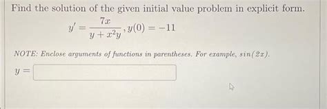 Solved Find The Solution Of The Given Initial Value Problem Chegg Com