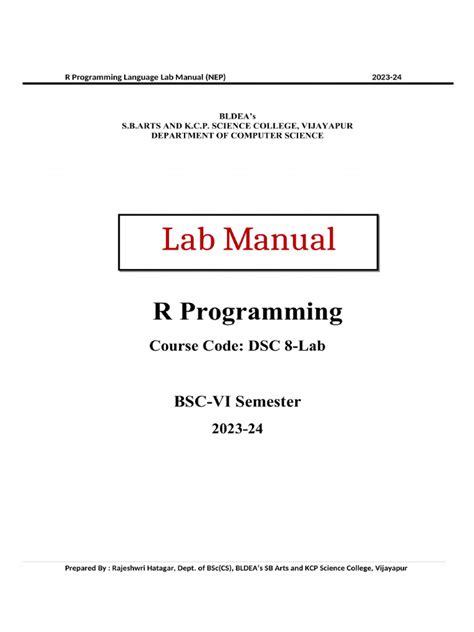Rprogramming Lab Manual Pdf