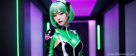 Rei Ayanami In Long Black Green Latex Maid Outfit Stable Diffusion Online