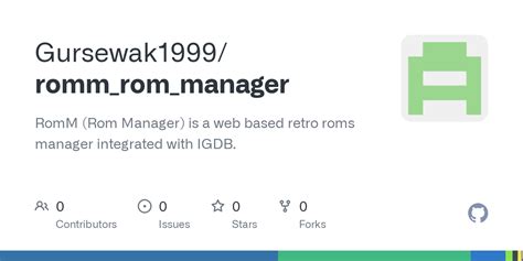 Github Gursewak1999rommrommanager Romm Rom Manager Is A Web Based Retro Roms Manager