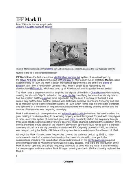 Iff Mark Ii Jump To Navigationjump To Search Pdf Radar Electricity