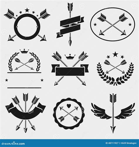 Bow Arrow Labels And Elements Set Vector Stock Vector Illustration