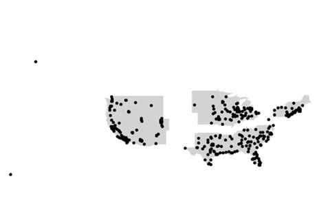 R How To Map Cities Points To US Map With Shifted Coordinates To Allow For Space Between