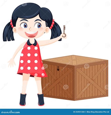 Locked Toy Box With A Girl Cartoon Character Stock Vector