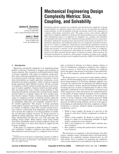 Pdf Developing Measures Of Complexity For Engineering Design