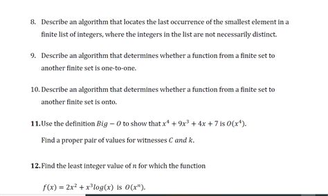 Solved 8 Describe An Algorithm That Locates The Last