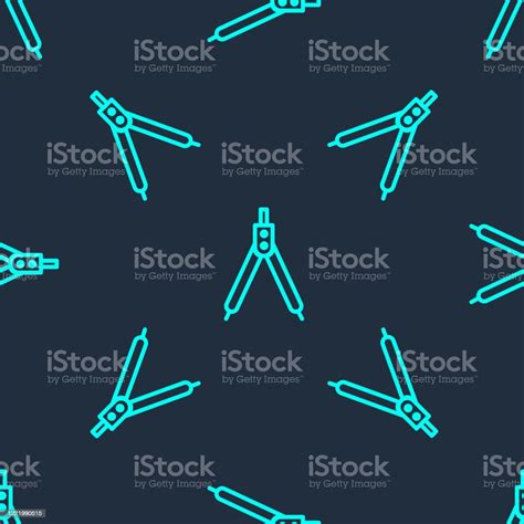 녹색 선 파란색 배경에 나침반 아이콘 격리 원활한 패턴 그리기 나침반 기호입니다 그리기 및 교육 도구 기하학적 악기 벡터 일러스트레이션 Draft Sports에 대한