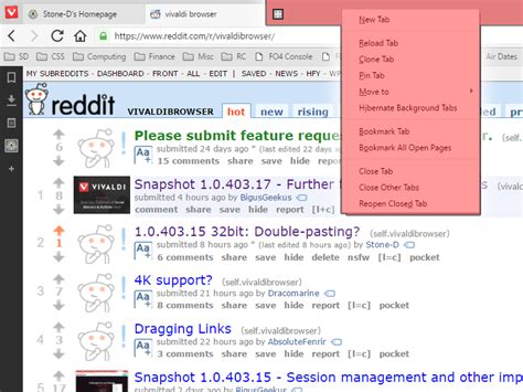 Req Tab Context Menu Anywhere On The Title Bar Excluding The Tab