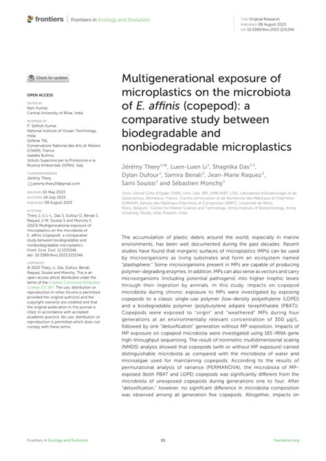 Pdf Multigenerational Exposure Of Microplastics On The Microbiota Of