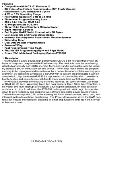 Features Pdf Flash Memory Microcontroller