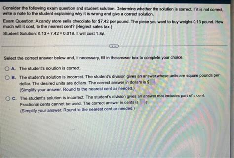 Solved Consider The Following Exam Question And Student Chegg