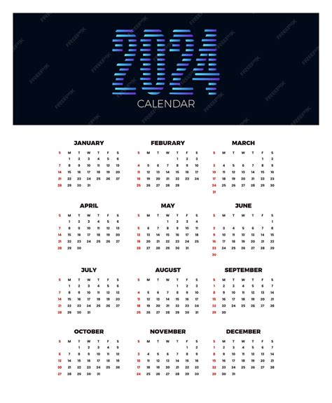 Premium Vector Calendar 2024 Template Vector Simple Minimal Design